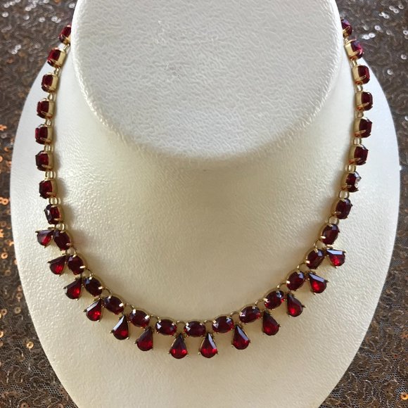 UNKNOWN | Jewelry | Vintage Red Rhinestone Necklace | Poshmark